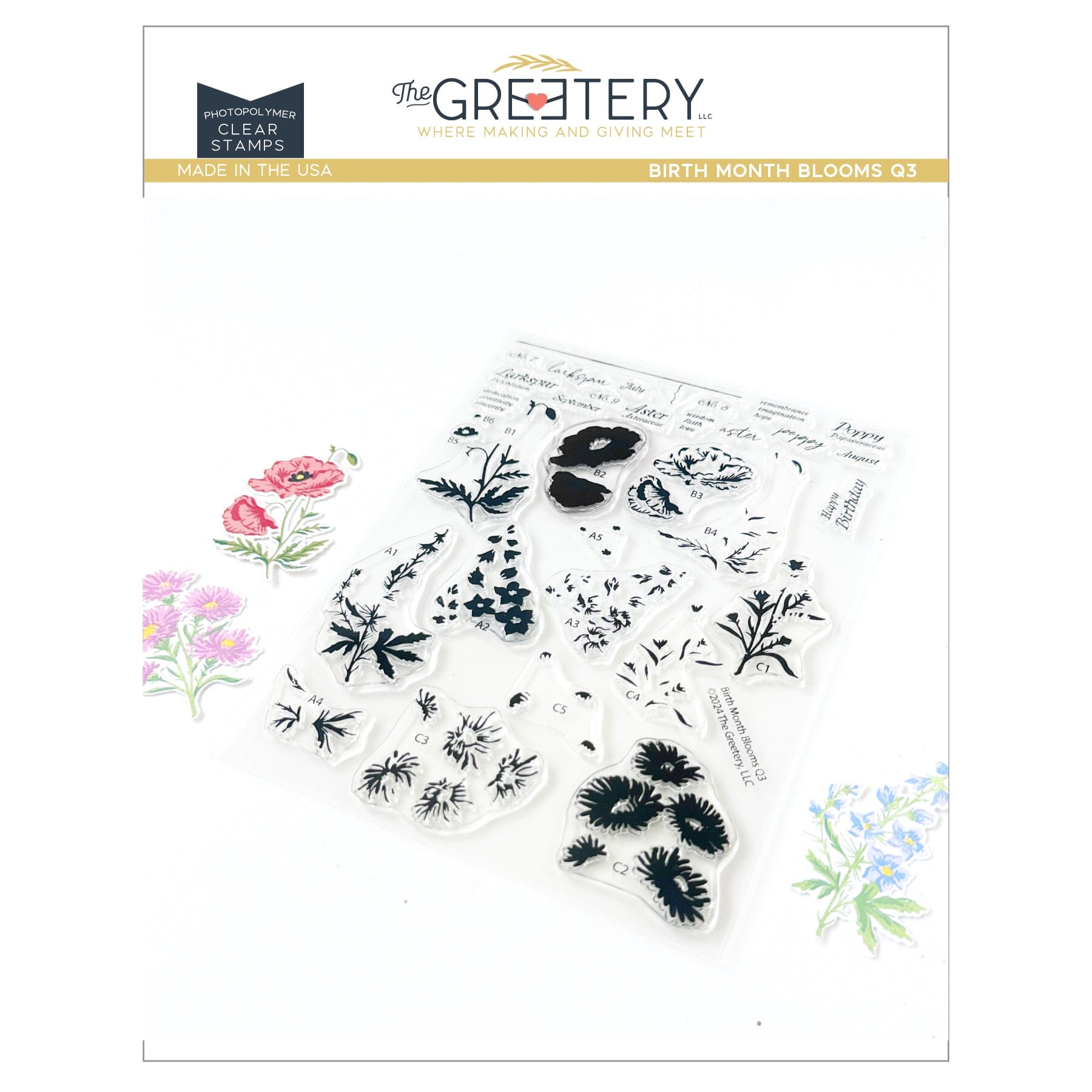 Birth Month Blooms Q3 Stamp Set – The Greetery