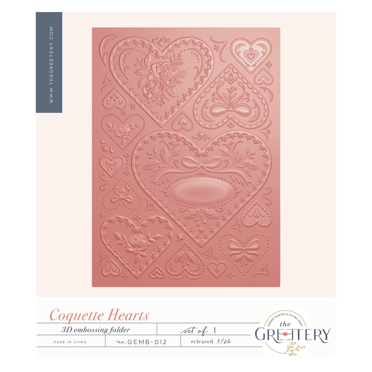 Coquette Hearts Embossing Folder – The Greetery