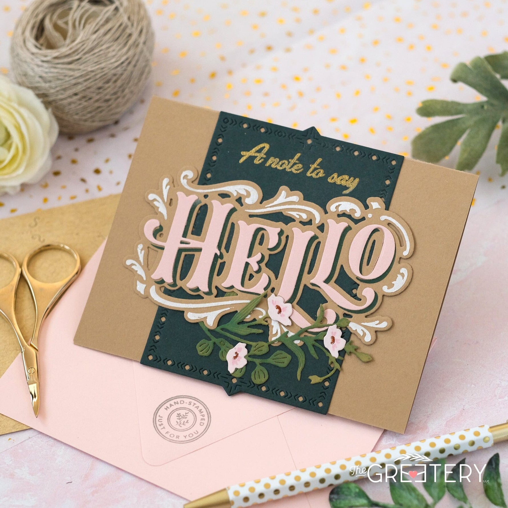 Flourished Phrases Hello Stencil – The Greetery