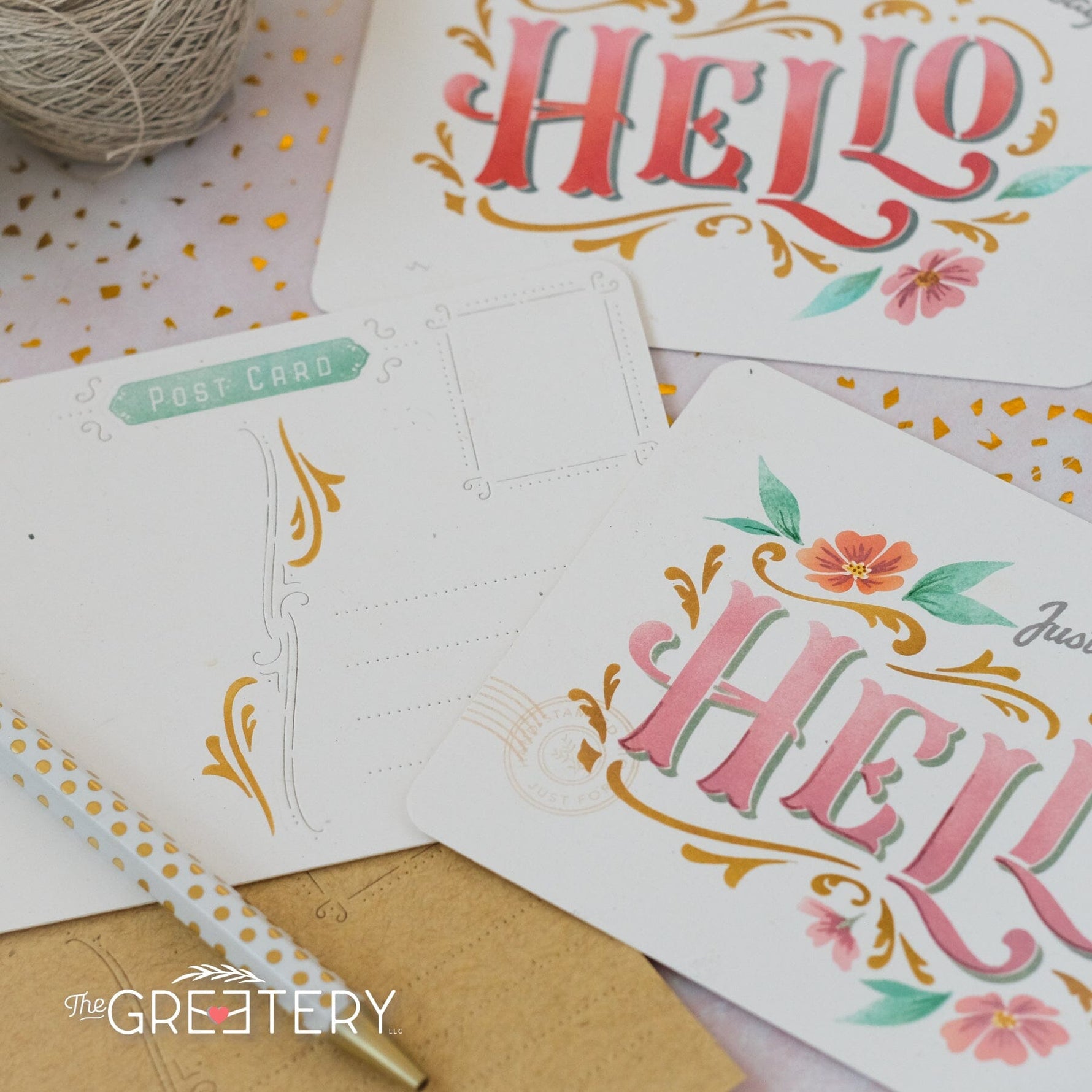 Flourished Phrases Hello Stencil – The Greetery