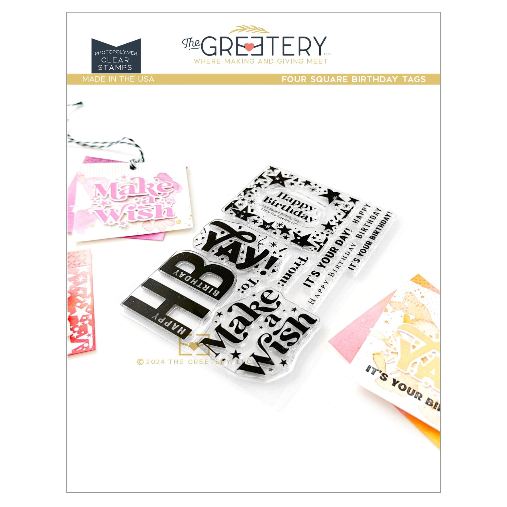 Four Square Birthday Tags Stamp Set – The Greetery