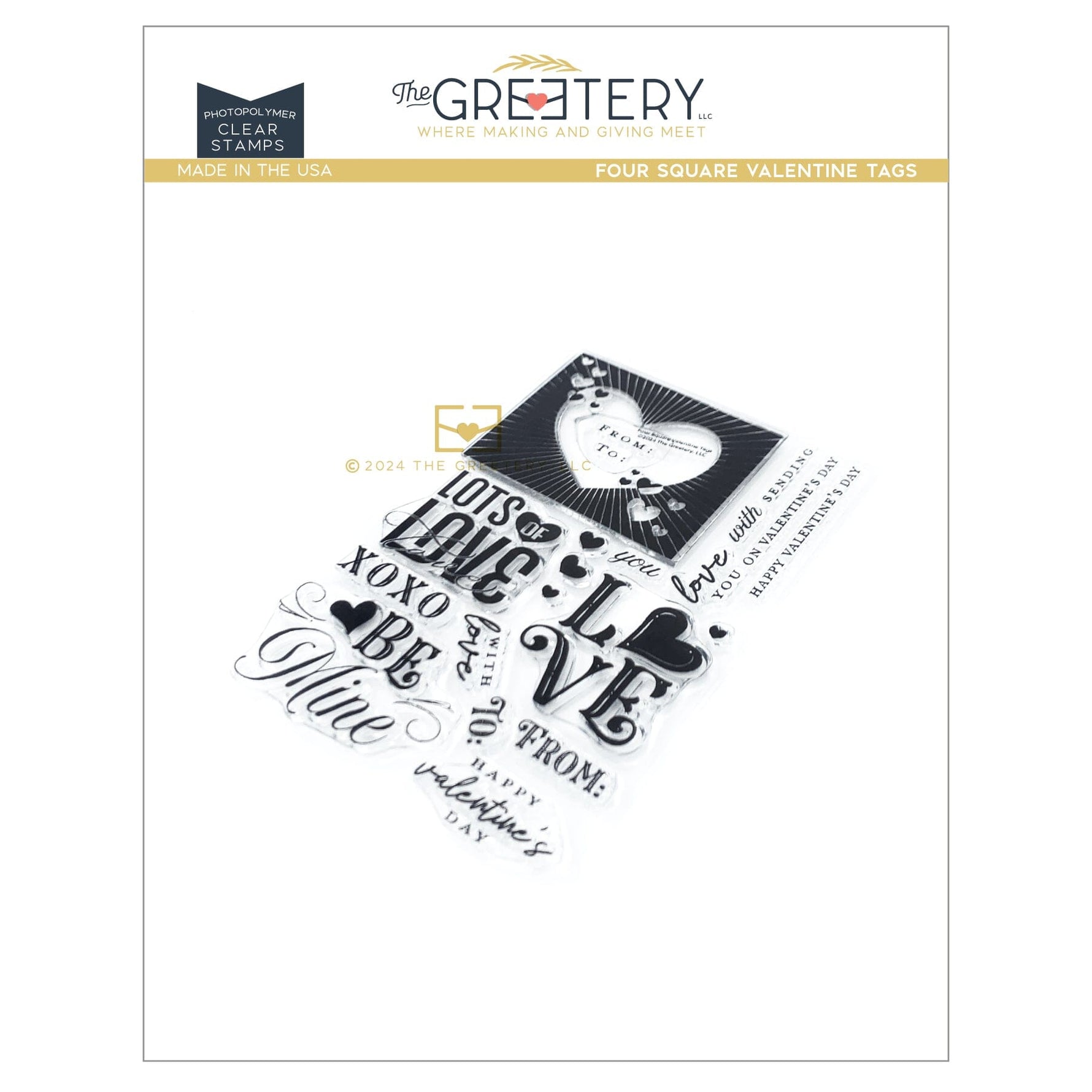 Four Square Valentine Tags Stamp Set – The Greetery