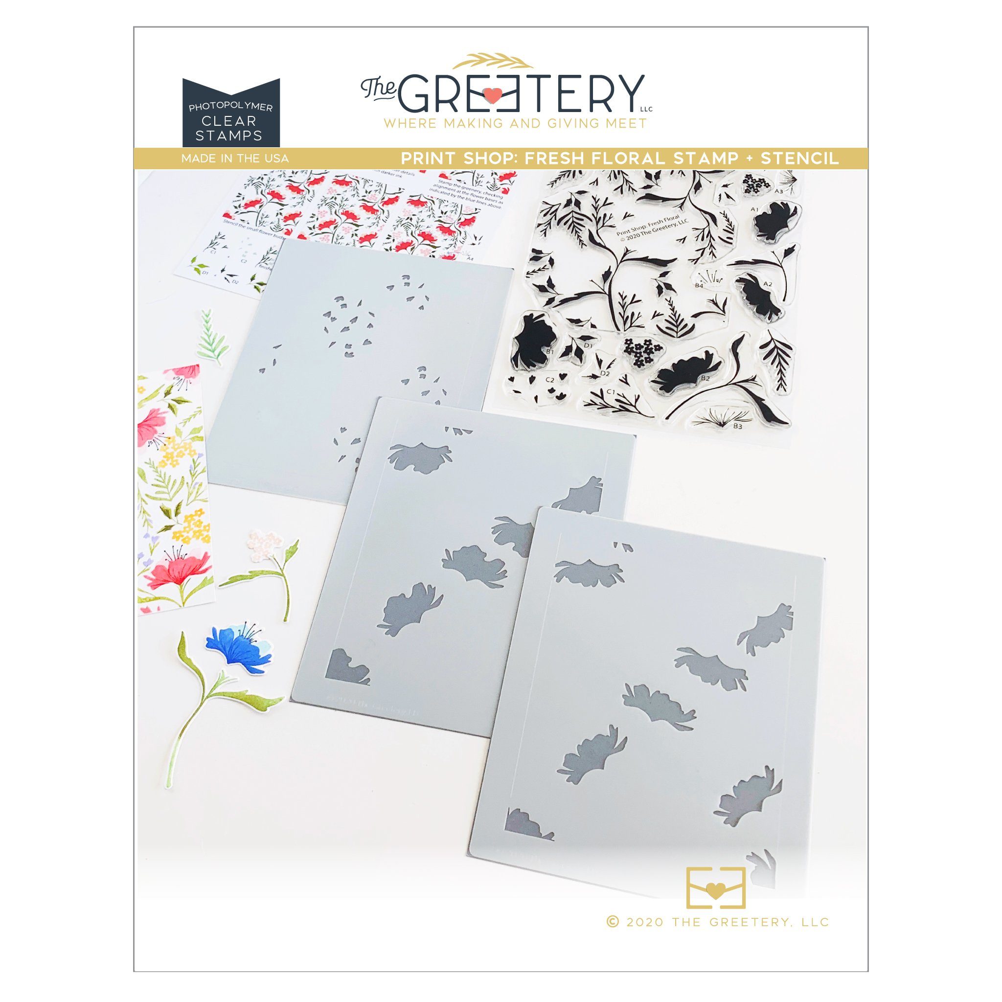 Print Shop: Fresh Floral Stamp + Stencil – The Greetery