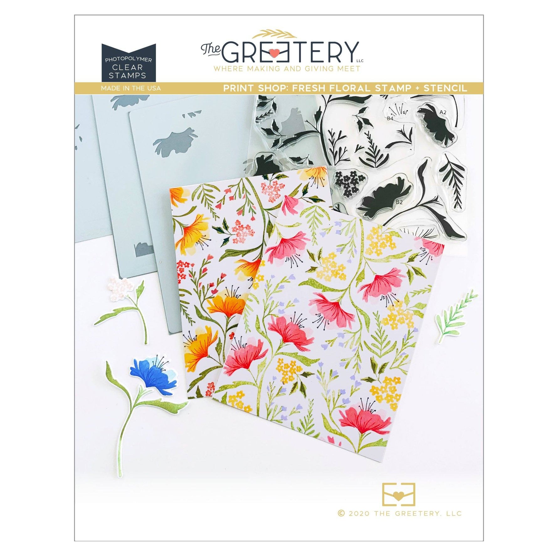 Print Shop: Fresh Floral Stamp + Stencil – The Greetery